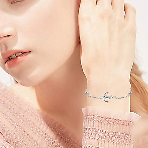 CUOKA MIRACLE Anchor Bracelet 925 Sterling Silver Anchor Bracelet Sailor Bracelet Nautical Jewelry Anchor Jewelry for Women Best Friends Holiday Christmas Birthday