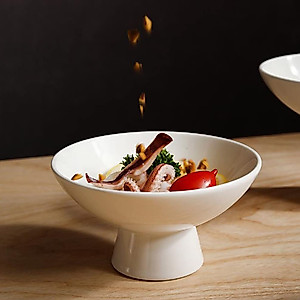 Cabilock Ceramic Footed Bowl Round Decorative Fruit Dish Holder Display Stand for Kitchen Counter Centerpiece Tray