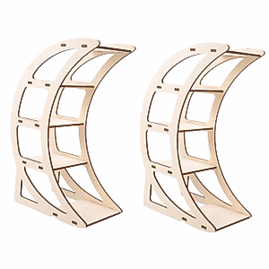 EXCEART 2pcs Moon Storage Rack Nail Polish Display Stand Floating Shelves Makeup Organizer Moon Ornament Jewelry Storage Small Cupcake Stand Accessory Tray Home Decor Wooden Shelf