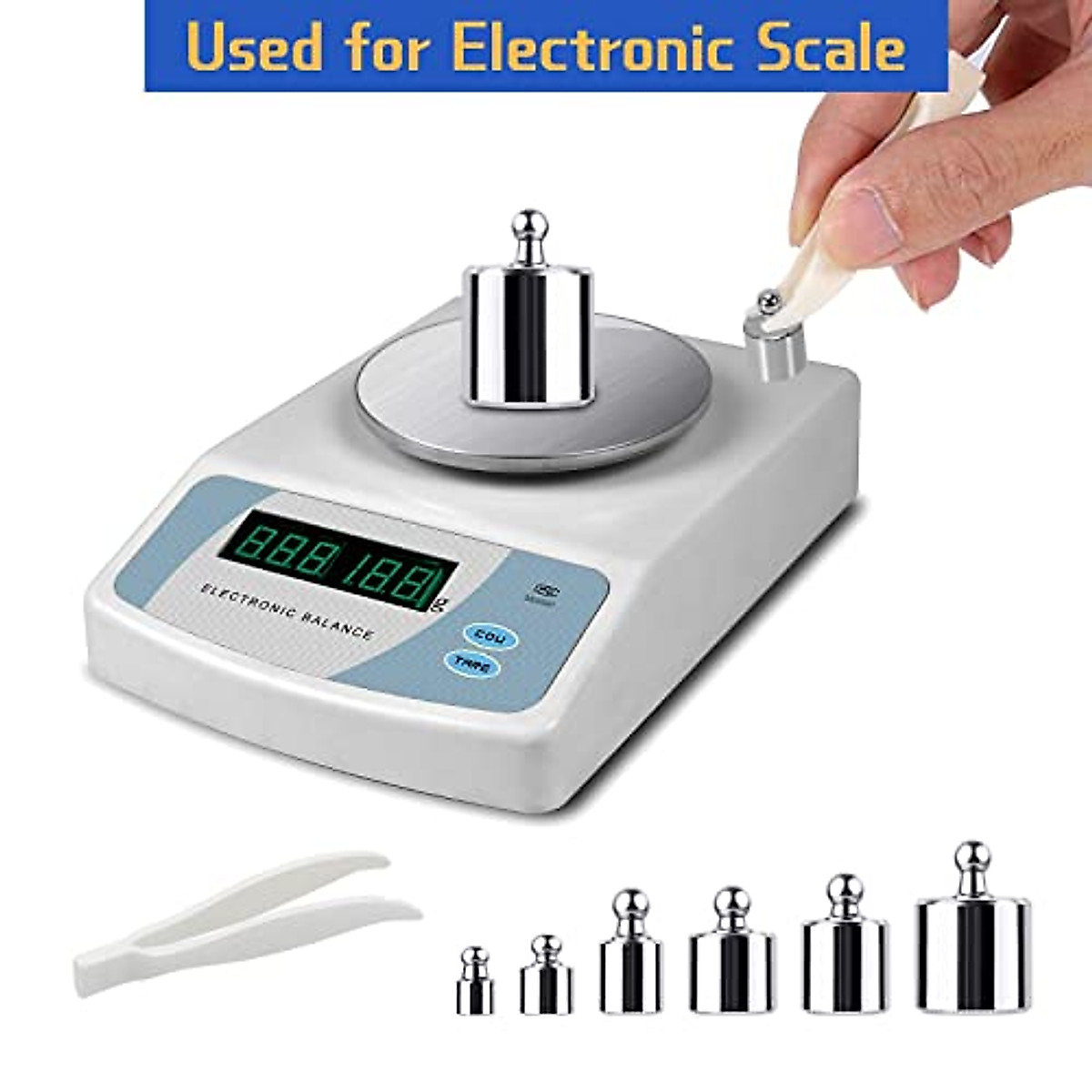 Scale Balance Calibration Weights, 10mg-100g Gram Precision Steel Scale Calibration Weight Kit with Case & Tweezers for Digital Scale Balance, Jewellery Scale, Lab Educational Science
