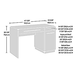 Sauder Vista Key Desk, L: 47.64" x W: 23.62" x H: 30.16", Pearl Oak Finish