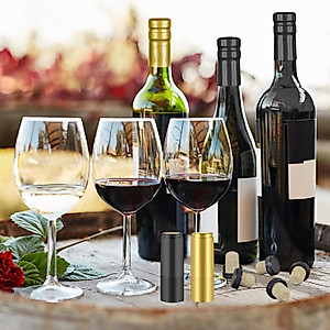 Wine Sealer for Wine Bottles - 50 pcs Wine Bottle Resealer Kit for Cruise with PVC Heat Shrink Capsules, T-Shape Wine Bottle Cork Stopper with Black Plastic Top for Making Cellars and Home Use