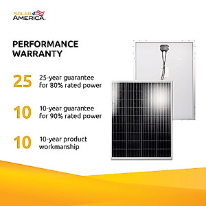 Solar4America 100W Monocrystalline Solar Panel, Mono Tech High Efficiency Module, for RVs, Boats, and Other Off-Grid