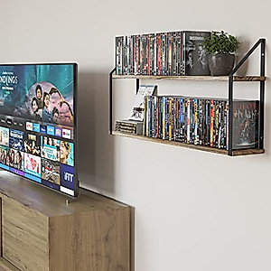 Wallniture Modena 2-Tier 36" Floating Shelves Living Room Decor Shelves for Wall Storage Laundry & Kitchen Organization Office Decor Burnt Finish