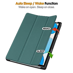 Smart Case for Teclast M40 Pro 10.1'', Ratesell Lightweight Trifold Stand Smart Case Cover with Auto Wake/Sleep for TECLAST M40 Pro / M40 / P20HD / P20S Tablet Blackish Green