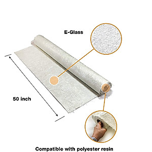 Fiberglass Chopped Strand Mat Cloth 50" x 360" | 50 Inch Wide 10 Yard Long | 1 oz | CSM GRP | Molding Roofing Boat Marine Repair with E-Glass Fiber Roll | Resin Compatible | Rolled Package