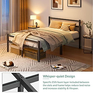 FEMOND Full Bed Frame with Headboard and Footboard, 14 Inch Metal Bed Frame Platform with Storage, Noise Free, No Box Spring Needed, Anti-Slip, Easy Assembly (Max Load: 2000lb)