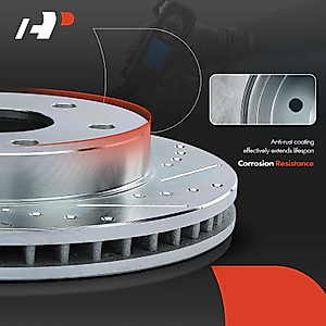 A-Premium 12.23 inch (310.6mm) Rear Drilled and Slotted Disc Brake Rotors Compatible with Select Nissan and Infiniti Models - Pathfinder 2013-2019, Quest, Murano, Q50, Q60, Q70, FX35, FX37, M37