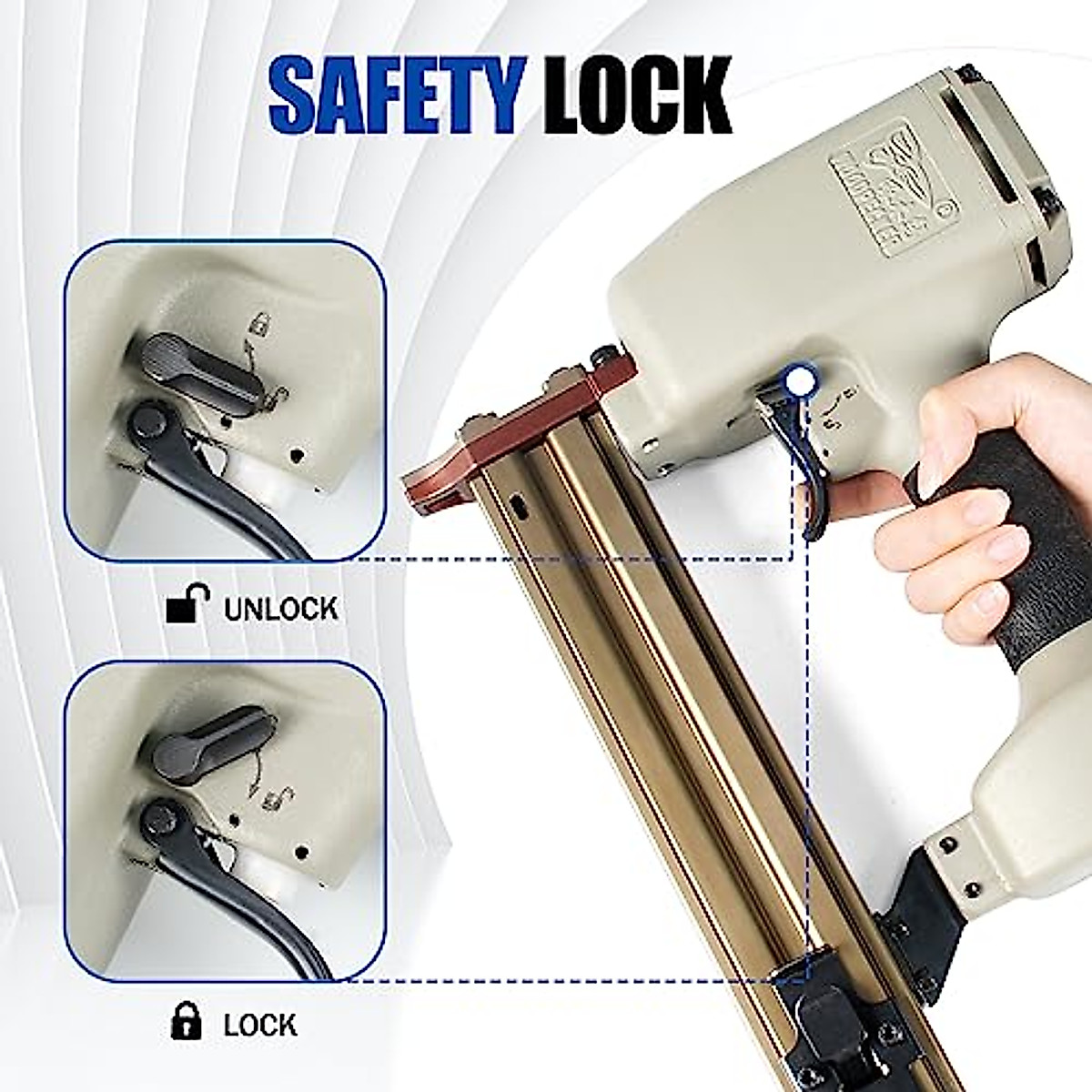 Woodpecker ST38H 14 Gauge Concrete Nailer with 400 PCS Concrete T Nails, 3/4" to 1-1/2" T Nail Gun for Concrete Nailing, Baseboard, Pallets