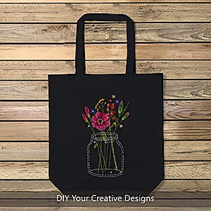 TOPDesign 2 | 6 | 12 Pack Super Strong Large 17.5"x16.5"x5" 10oz Cotton Canvas Tote Bag, Reusable Grocery Shopping Bags, Blank Black Bags for Crafts, DIY Your Creative Designs (Pack of 2)