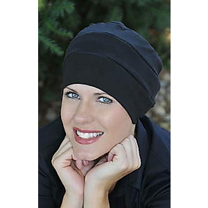 Headcovers Unlimited 100% Cotton Three Seam Turban | Chemo Turbans for Cancer Patients Black