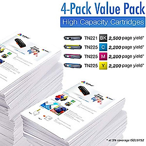 Arthur Imaging Compatible Toner Cartridge Replacement for Brother TN221 TN225 (Black, Cyan, Yellow, Magenta, 4-Pack)