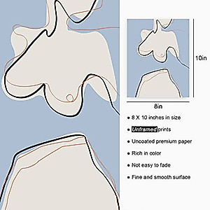 Matisse Wall Art Prints Set of 6 Matisse Prints, Minimalist Boho Wall Art, Abstract Matisse Poster, Mid Century Modern Wall Art, Aesthetic Posters, Boho Wall Decor (Blue, 8x10 in UNFRAMED)