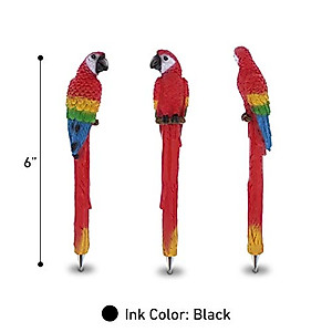 Planet Pens Red Parrot Novelty Pen - Fun Unique Kids and Adults Ballpoint Pen, Tropical Wildlife Animal Writing Pen Instrument For School & Office Desk Decor Accessories