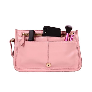 Aaron Leather Goods Crossbody Bags for Women Soft Leather Purses and Handbags Multi Pocket Shoulder Bag (Peach)