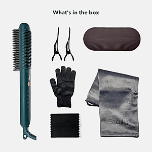 Hair Straightener Brush, Zao's Selection Ceramic Electric Straightening Comb for All Hair Types and Wigs, Less Damage & Easier-to-Use Hot Tool Than Flat Irons