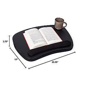 BIRDROCK HOME Oversized Lap Desk with Memory Foam Cushion, Wrist Rest, Portable Tray for Bed, Couch, Sofa, Recliner, Writing, Study, Compact Lapdesk, Ideal for WFH, Matte Black, Fits Laptops Up to 17"