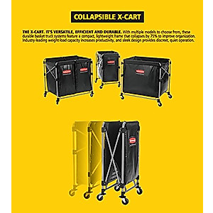 Rubbermaid Commercial Products, Collapsible X Cart Laundy Cart, College Move-In, Transport Supplies and Groceries, Steel, 8 Bushel (300 L) Cart, 36" L x 7" W x 34" H, Black