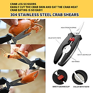 Nsoicrac crab crackers and tools-seafood crackers and tools,crab crackers,Crab Leg Crackers and Tools includes 1 crab scissors, 2 Crab Leg Forks/Picks and 1Seafood Scissors & Storage Bag
