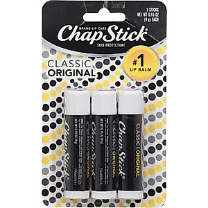 ChapStick Classic Original Lip Balm Tubes, Lip Care - 0.15 Oz (Pack of 3)