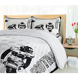Ambesonne Sports Duvet Cover Set, Grungy American Football Image International Team World Cup Kick Play Speed Victory, Decorative 3 Piece Bedding Set with 2 Pillow Shams, Queen Size, White Charcoal