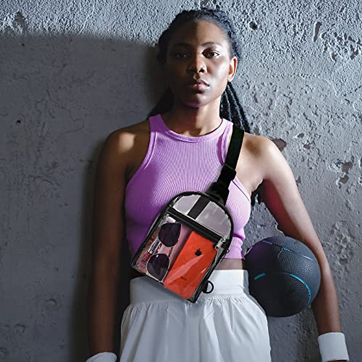 UEASE Small Clear Sling Bag for Men Women/Stadium Approved Mini Sling Backpack/Transparent Casual Chest Daypack for Concert Festival Hiking Walking Biking Travel Cycling