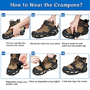 Ice Cleats Snow Traction Cleats Crampons Non Slip Ice Grippers for Shoes and Boots Walking on Snow Ice Winter Ice Traction Cleats Overshoe for Women Men