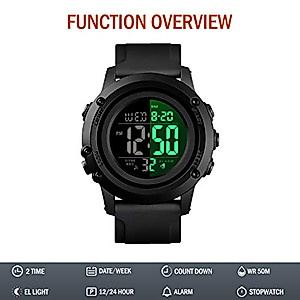 CKE Men's Digital Sports Watch Large Face Waterproof Wrist Watches for Men with Stopwatch Alarm LED Back Light