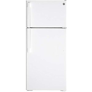 GTE17DTNRWW 28" Energy Star Qualified Top Freezer Refrigerator with 16.63 cu. ft. Capacity; LED Lighting; Adjustable Wire Shelves and Upfront Temperature Controls in White