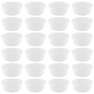 JCBIZ 24pcs Transparent PP Small Round Cup Clay Containers Slime Storage Plasticene Bowl with Lids for Snowflake Crystal Clay, Color Mud