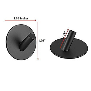 UBAOXIN Black Adhesive Hooks Heavy Duty, Stainless Steel Wall Mount Wall Hooks for Hanging Robe Coat Towel Hooks Kitchen Bathroom Home Waterproof & Rustproof 4 Pack