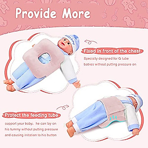 G Tube Tummy Time Pillow Feeding Tube Belt Pads Adjustable Nursing Pillow with a Hole for Supporting Babies Infant Children Kids Protecting Button