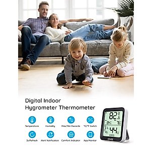 Govee Smart Humidifier H7141 Bundle with Govee Bluetooth Digital Hygrometer Indoor Thermometer, Room Humidity and Temperature Sensor Gauge with Remote App Monitoring, Large LCD Display
