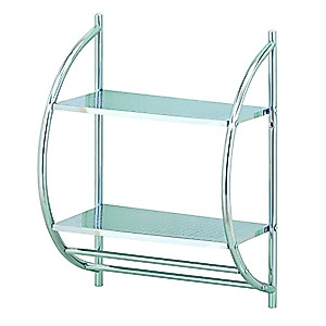 Towel Shelf Wall Mount Towel Rack with Double Towel Bar and 2 Shelves Bathroom Storage Organizer Chrome Plated by Madison 15.25inch W x 21.5inch L x 8.5inch D MH10018 0
