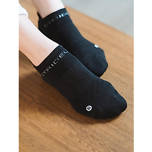 Strideline Basic Low Cut Socks | Quad-Ply Yarn Padding, Direct Compression and Zoned Cushioning, 1 Pack (Black, Medium-Large)