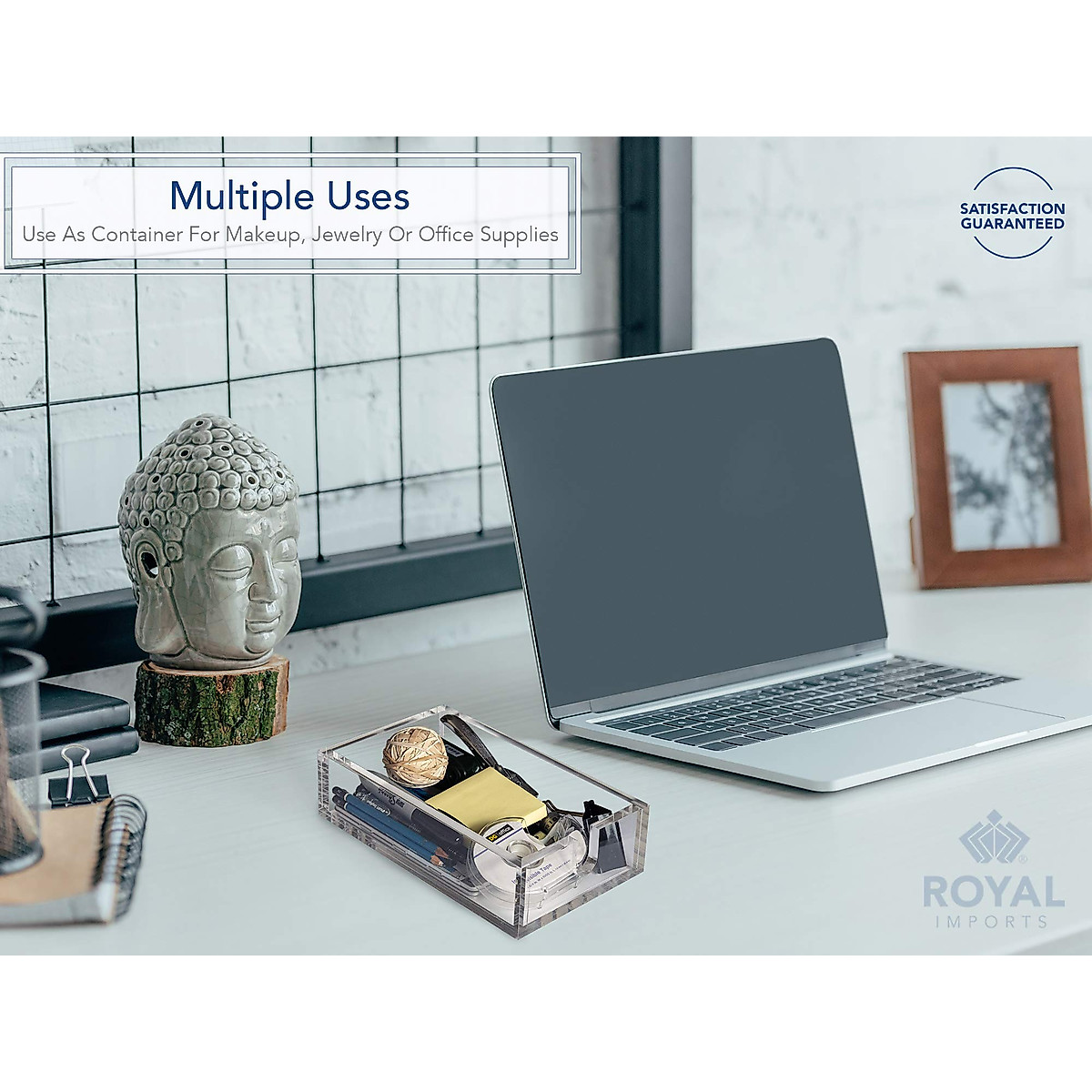 Royal Imports Acrylic Guest Towel Napkin Holder, Clear Fancy Paper Hand Napkin Tray Caddy Storage for Buffet, Kitchen, Dining, Bathroom, Party, 6"x10"x2.5"