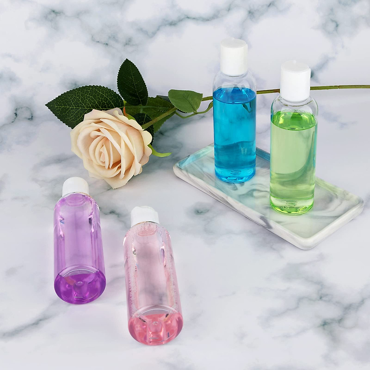 TSA Approved Travel Bottles Set for Toiletries Squeeze Size Container Kit Portable Leak Proof Refillable Cosmetic Airplane Essential Shampoo Hair Conditioner Body Lotion Bath Shower Gel