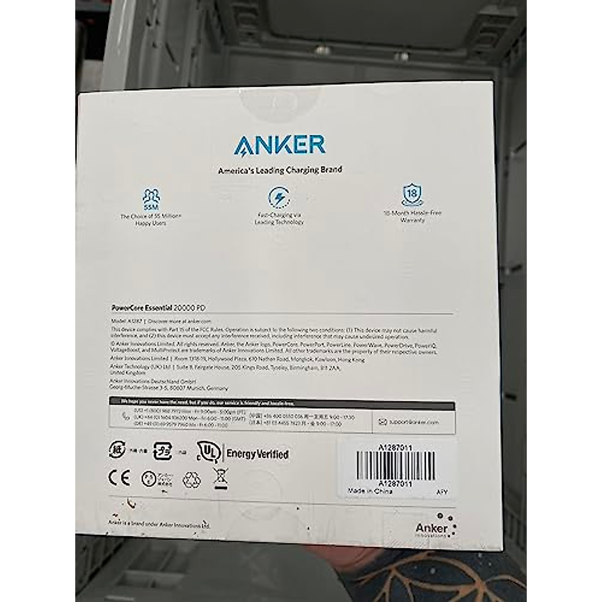 Anker USB C Power Bank, PowerCore Essential 20000 PD (18W) Power Bank, High Cell Capacity 20000mAh Portable Charger Battery Pack for iPhone 12/Mini/Pro/Max Pro/11/X, Samsung (PD Charger Not Included)