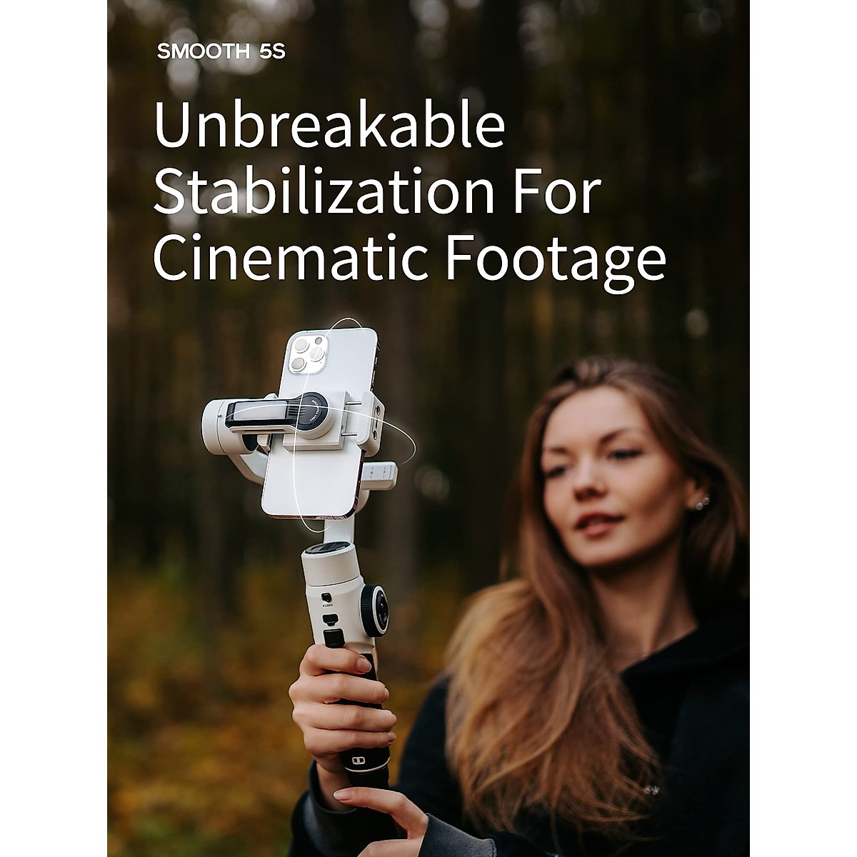 Zhiyun Smooth 5S Phone Gimbal, 3-Axis Smartphone Stabilizer with Built-in and Magnetic Fill Light, AI Face Tracking for iPhone and Android, YouTube TikTok Video, Gray Combo