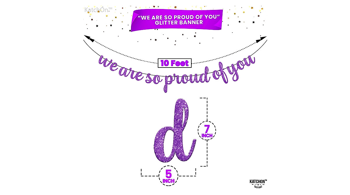 Purple Graduation Banner 10 Feet - Congrats, So Proud of You Decor