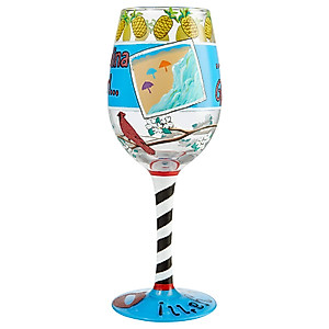 Enesco Designs by Lolita Carolina Girl Hand-Painted Artisan Wine Glass, 15 Ounce, Multicolor