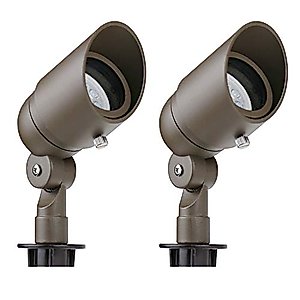 Lumina 4W LED Landscape Lighting Waterproof Landscape Lights Outdoor Low Voltage Spotlights for Walls Trees Flags Light with Warm White MR16 LED Bulb ABS Ground Stake (Bronze, 2 Lights)