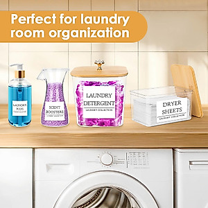 4 Pack Laundry Pods Container,Clear Laundry Room Organization Storage Containers with Dryer Sheet Holder,Laundry Detergent Dispenser for Laundry Detergent Laundry Pods Dry Sheet Organizing