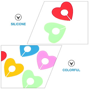 KICHOUSE 2 Sets 16 Pcs Wine Glass Marker Wedding Decoration Wine Bottle Labels Portable Cup Heart Shaped Ring Cup Recognizer Cup Silicone Labels Wine Glass Identifiers Drink Markers Hawaii