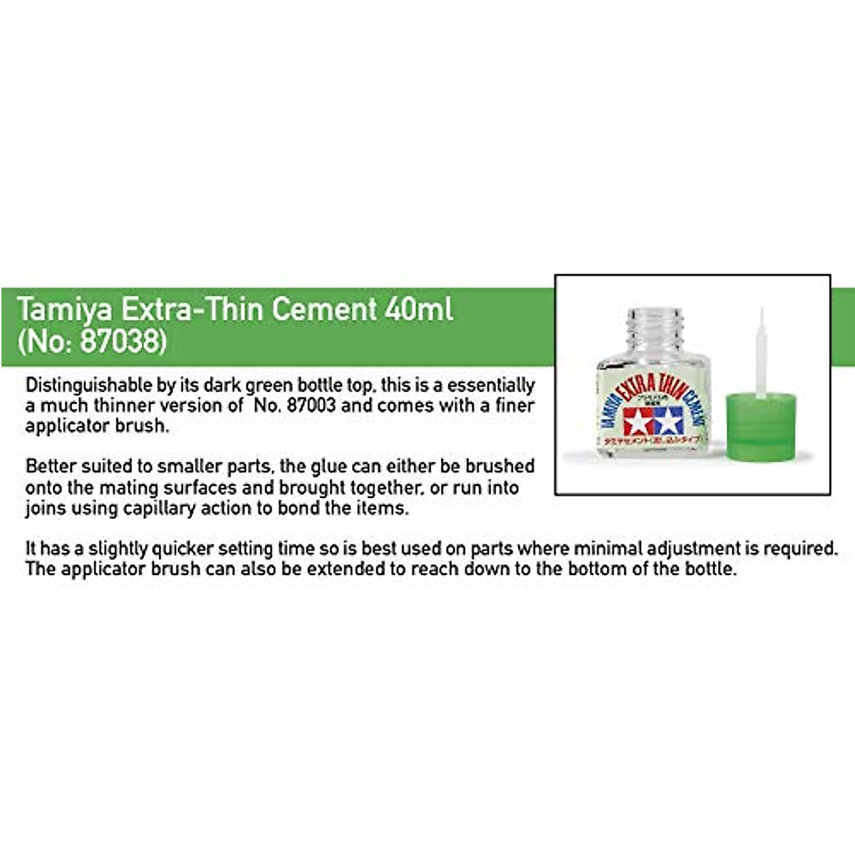 Tamiya 87038 Extra Thin Cement Glue Fine Tip 40ml 2 Pack