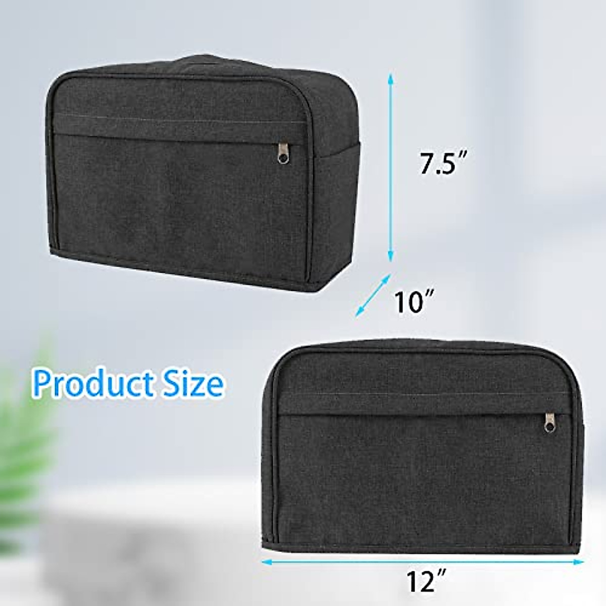 4 Slice Toaster Cover, Toaster Bags with Pockets, Bread Toaster Oven Dustproof Cover, Toaster Storage Bag, Appliance Covers For Kitchen Small Appliance, Fingerprint Protection, Gift for Women (M, Black)