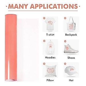 Gatichetta Coral Heat Transfer Vinyl Roll, Peach Iron on HTV 12" x 6FT, Smooth PU HTV for T-Shirts, Fabris, DIY Designs