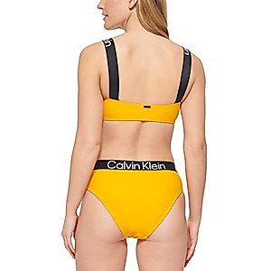 Calvin Klein Women's Standard High Waisted Elastic Logo Sporty Bikini Set, MANGO