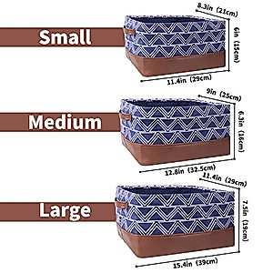 BYG Foldable Storage Bin Collapsible Sturdy Fabric Storage Basket Cube W/Handles for Organizing Shelf Nursery Toy Closet Pack of 3 Sizes