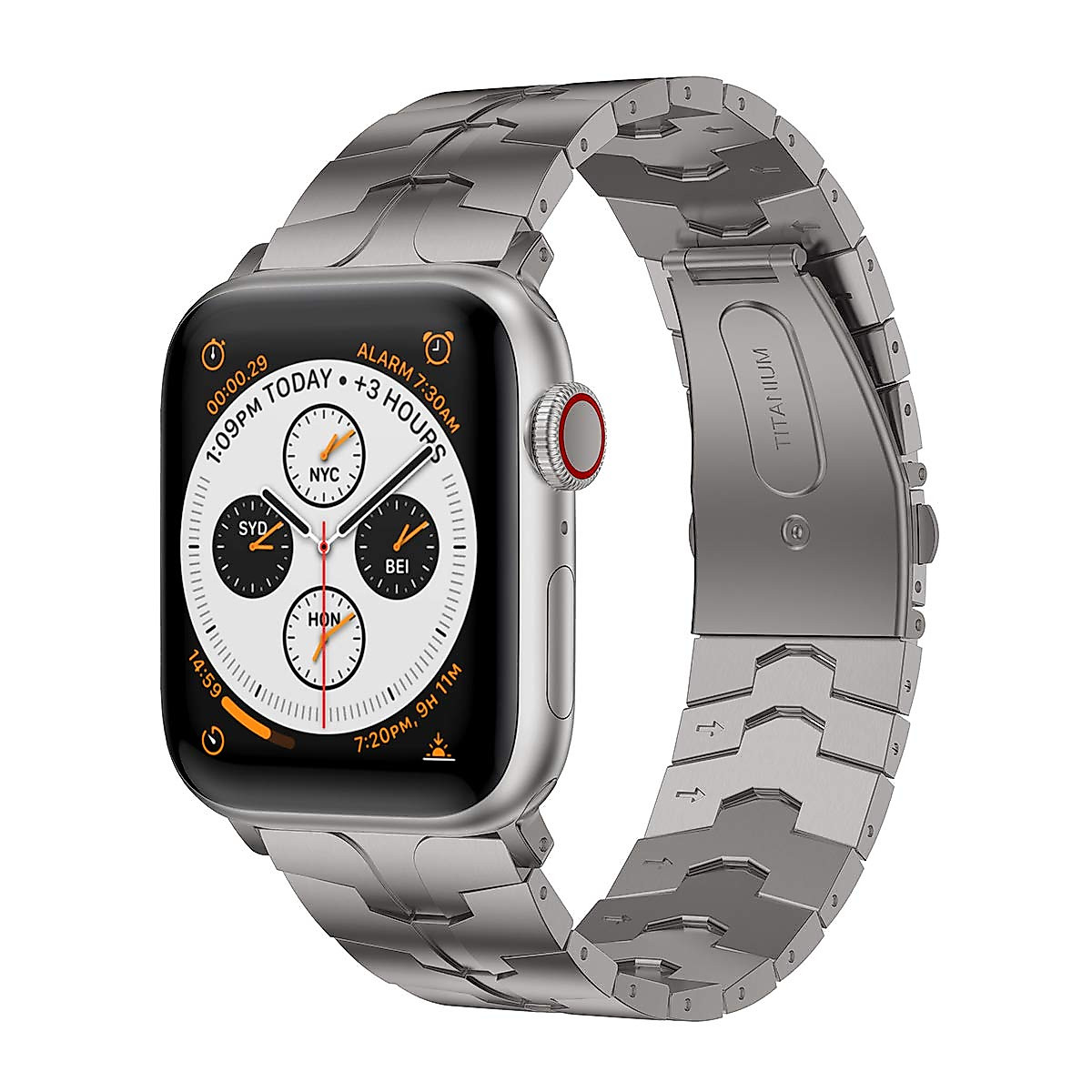 LDFAS Compatible for Apple Watch Band 49mm 45mm 44mm, Titanium Metal Watch Bands with Enhanced Durability Version Compatible for Apple Watch Ultra/SE, Apple Watch Series 8/7 Band, Silver